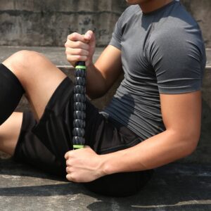 Idson Muscle Roller Stick for Athletes- Body Massage Sticks Tools Massager for Relief Muscle Soreness,Cramping and Tightness,Help Legs and Back Recovery,Black Green