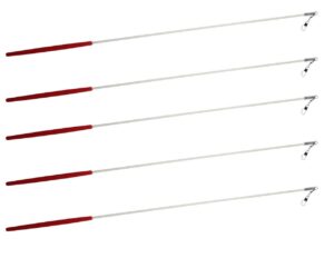 kats'n us 5 gymnastic batons ribbon sticks 19 inch white rod red handle - no ribbons