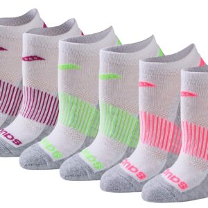 Saucony womens Selective Cushion Performance No Show Athletic Sport (6 & 12 Pairs) Socks, White Assorted Pairs), Shoe Size 5-10 US