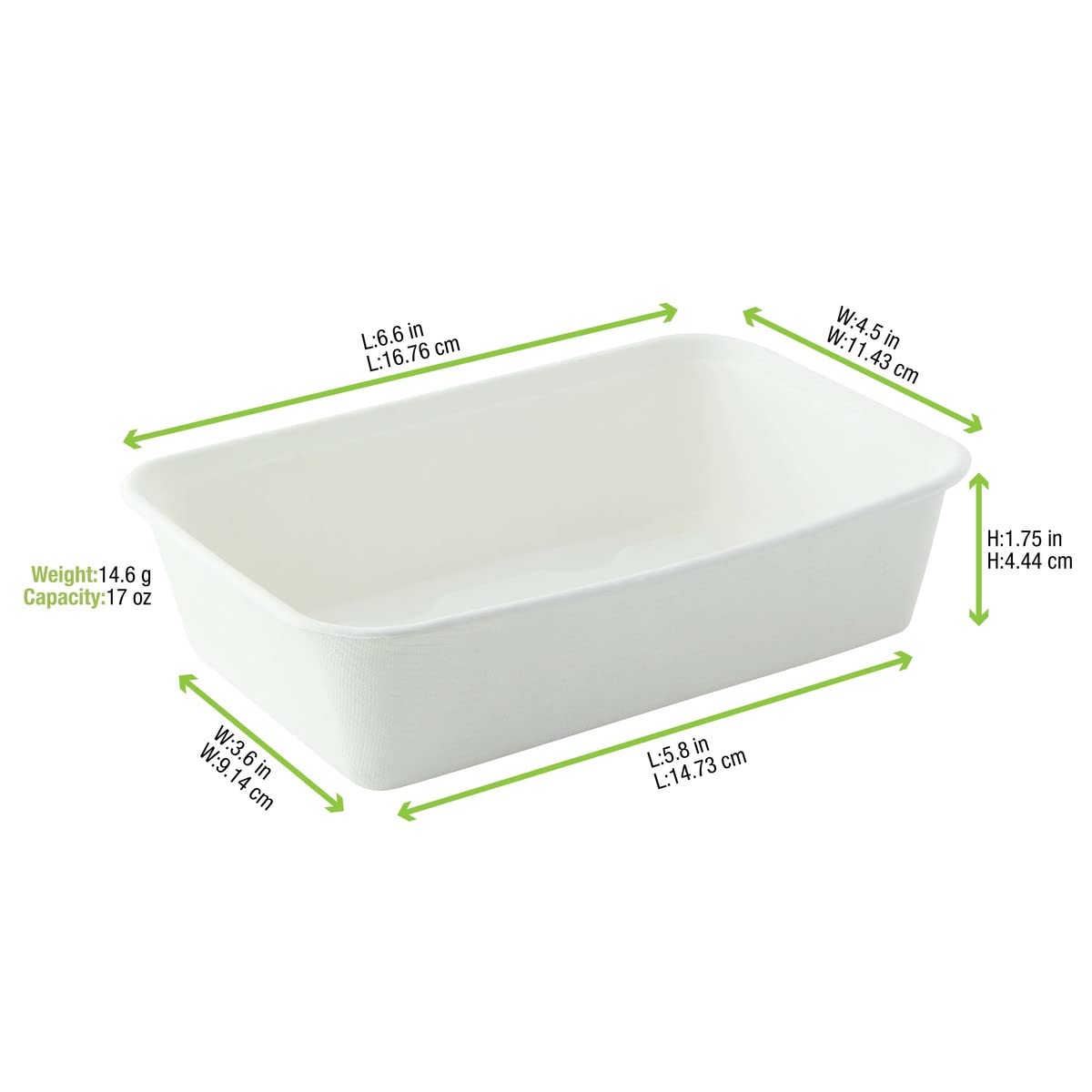 PacknWood 210APUREC500 - Sugarcane Rectangular Salad Bowl - chipotle bowls disposable - halloween bowls soup - dessert bowls - (17 oz, 6.8" x 4.6" x 1.6") - Case of 500