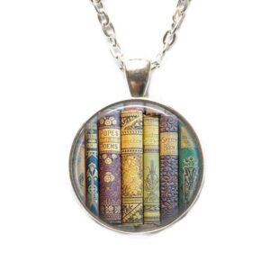 book necklace book jewelry book lovers pendant purple blue