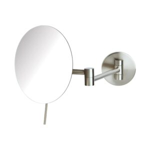 sharper image jerdon 7.75-inch wall mount mirror - makeup mirror with 5x magnification & 14-inch wall extension - nickel finish round personal mirror - model jrt685n