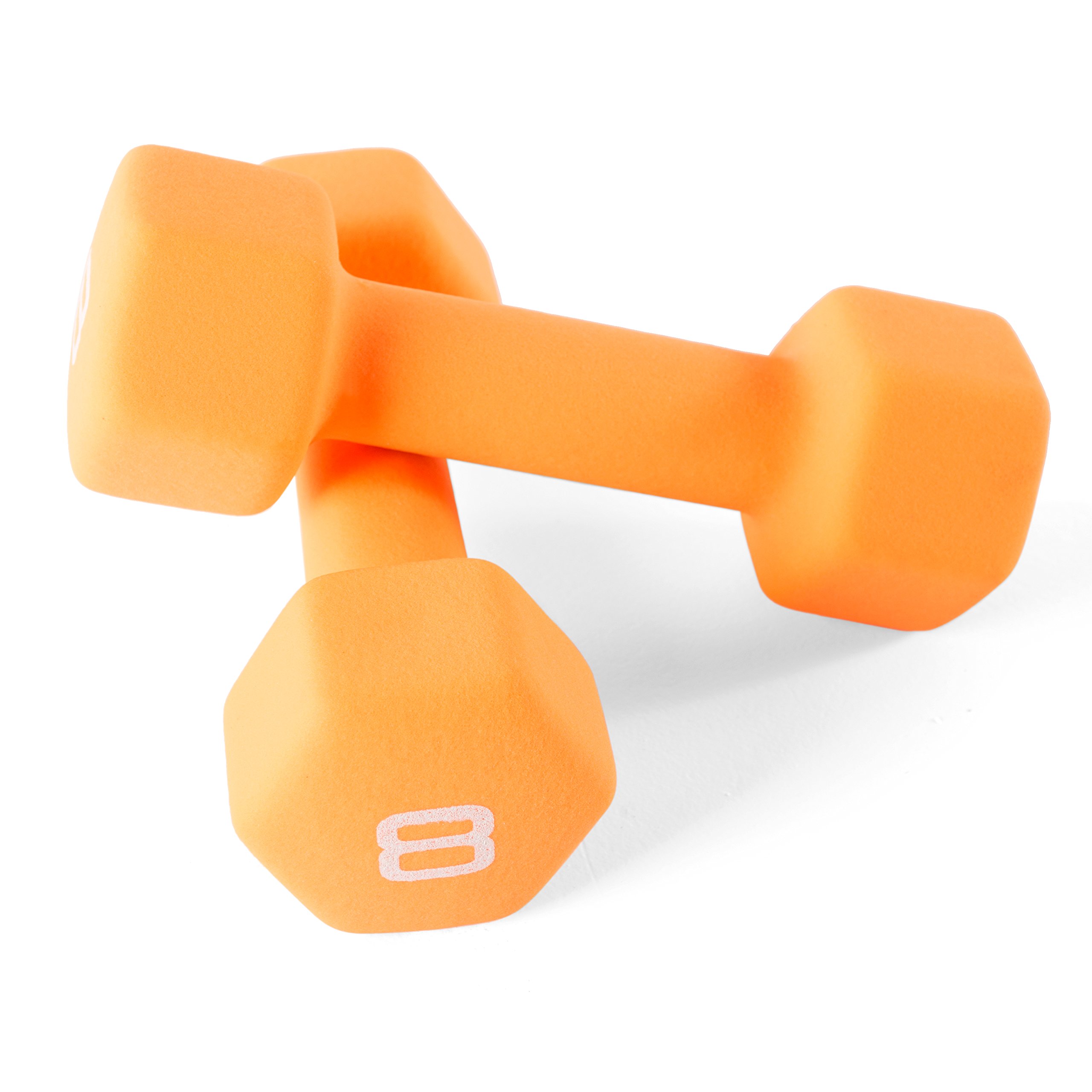 CAP Barbell Neoprene Coated Dumbbell Weight, 8 lb Pair,Orange