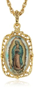 symbols of faith "inspirations" 14k gold-dipped enamel lady of guadalupe medallion pendant necklace