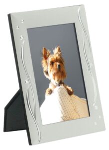 displays2go jwss4846 elegant silver photo frame with glass lens, 4 x 6