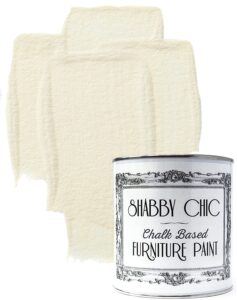 shabby chic chalk furniture paint: luxurious chalk finish craft paint for home decor, diy, wood cabinets - all-in-one paints with rustic matte finish [antique white] - (8.5 oz covers 32 sf)