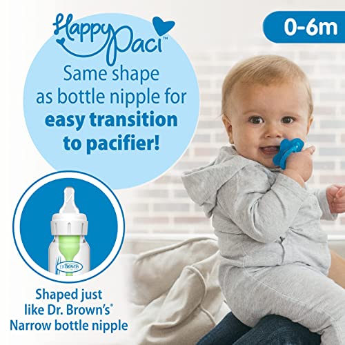 Dr. Brown's HappyPaci Silicone Newborn Pacifier for Breastfeeding Baby - Blue - 3pk - 0-6m