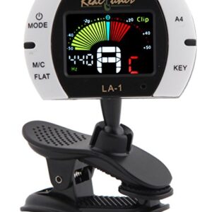 Real Tuner - Chromatic Clip-on Tuner for Guitar, Bass, Violin, Ukulele, Banjo, Brass and Woodwind Instruments - Bright Full Color Display - Extra Mic Function - A4 Pitch Calibration - Transposition