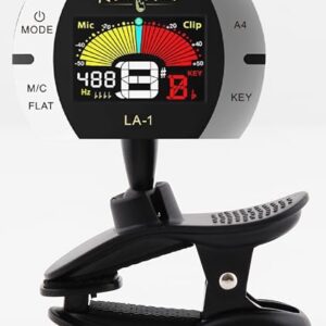 Real Tuner - Chromatic Clip-on Tuner for Guitar, Bass, Violin, Ukulele, Banjo, Brass and Woodwind Instruments - Bright Full Color Display - Extra Mic Function - A4 Pitch Calibration - Transposition