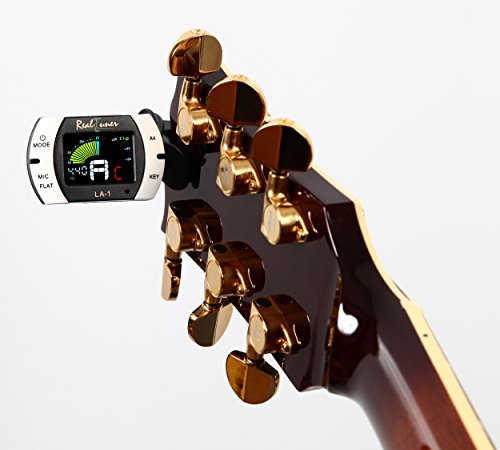 Real Tuner - Chromatic Clip-on Tuner for Guitar, Bass, Violin, Ukulele, Banjo, Brass and Woodwind Instruments - Bright Full Color Display - Extra Mic Function - A4 Pitch Calibration - Transposition