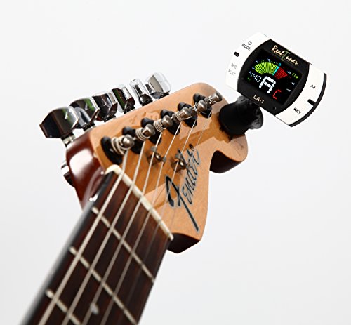 Real Tuner - Chromatic Clip-on Tuner for Guitar, Bass, Violin, Ukulele, Banjo, Brass and Woodwind Instruments - Bright Full Color Display - Extra Mic Function - A4 Pitch Calibration - Transposition