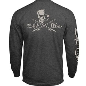 salt life mens skull and poles long sleeve crew neck tee t shirt, black, large us