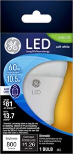 ge lighting led outdoor light bulb, 10.5 watt (60 watt equivalent) soft white, medium base, dimmable (1 count)