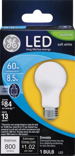 GE Lighting LED Outdoor Light Bulb, 10.5 Watt (60 Watt Equivalent) Soft White, Medium Base, Dimmable (1 Count)