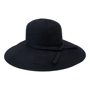 san diego hat company women's 5-inch brim sun hat with braid self tie, black, one size