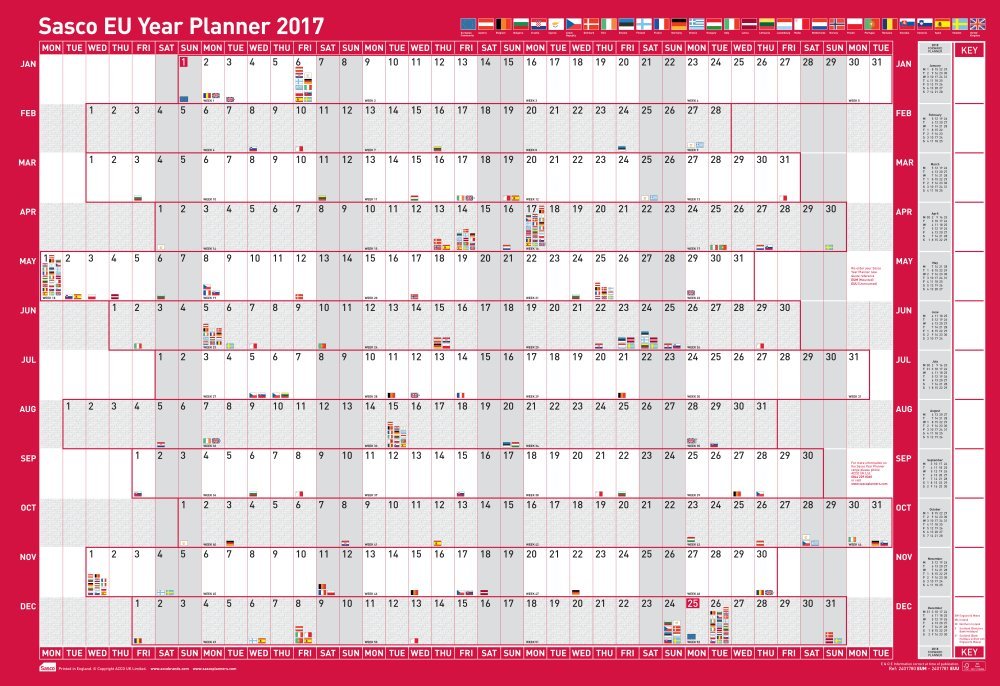 Sasco 2017 EU Planner Kit, 915 x 610 mm - Mounted