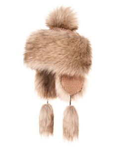 futrzane classic ear flaps hat - fur trapper hat for women - winter ushanka hat (one size, gold classic)