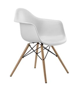 dhp mid century modern chair with wood legs, white