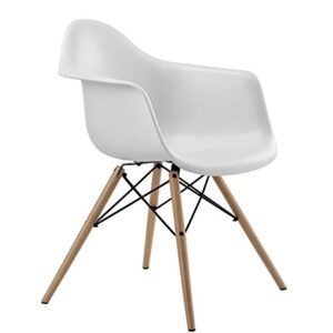 DHP Mid Century Modern Chair with Wood Legs, White