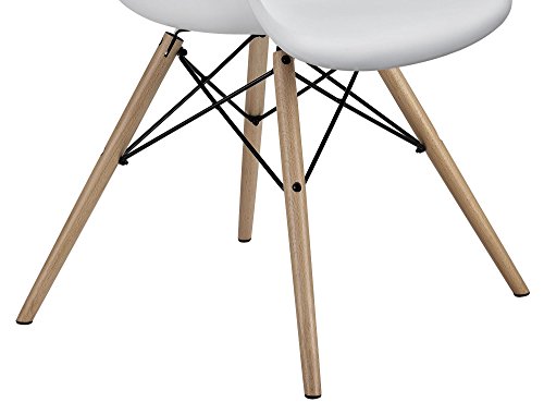 DHP Mid Century Modern Chair with Wood Legs, White