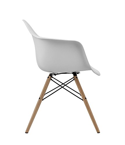 DHP Mid Century Modern Chair with Wood Legs, White