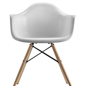 DHP Mid Century Modern Chair with Wood Legs, White