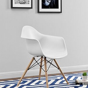 DHP Mid Century Modern Chair with Wood Legs, White