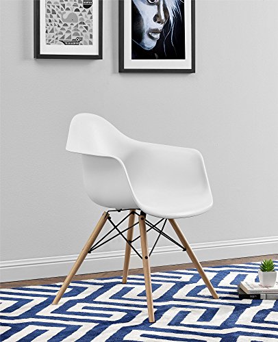 DHP Mid Century Modern Chair with Wood Legs, White