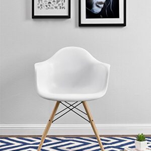 DHP Mid Century Modern Chair with Wood Legs, White