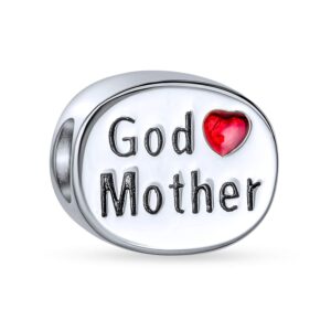 love red heart oval two sided words i love god mother charm bead for women .925 sterling silver fits european bracelet