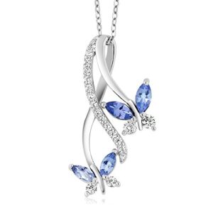 gem stone king 925 sterling silver blue tanzanite necklace | butterfly infinity pendant necklace for women | 1.21 cttw | december gemstone birthstone | with 18 inch silver chain