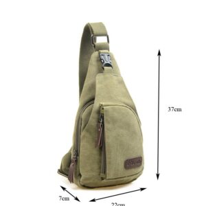 Modelshow Canvas Casual Outdoor Sports Unbalance Backpack Crossbody Sling Bag Chest Bag for Men (Army Green, Medium)