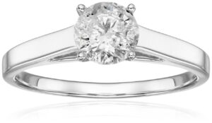 14k white gold round cathedral solitaire diamond ring (1/2 cttw, h-i color, i2-i3 clarity), size 7