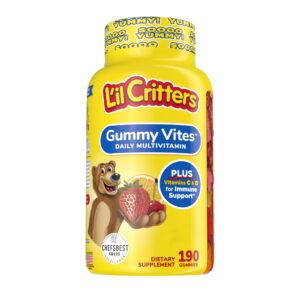 l’il critters gummy vites daily gummy multivitamin for kids, vitamin c, d3 for immune support cherry, strawberry, orange, pineapple and blueberry flavors, 190 gummies