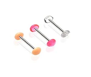 Tongue Rings Retainer Barbell with No-ceum Half Ball 14Gauge Set of 3