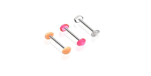 Tongue Rings Retainer Barbell with No-ceum Half Ball 14Gauge Set of 3