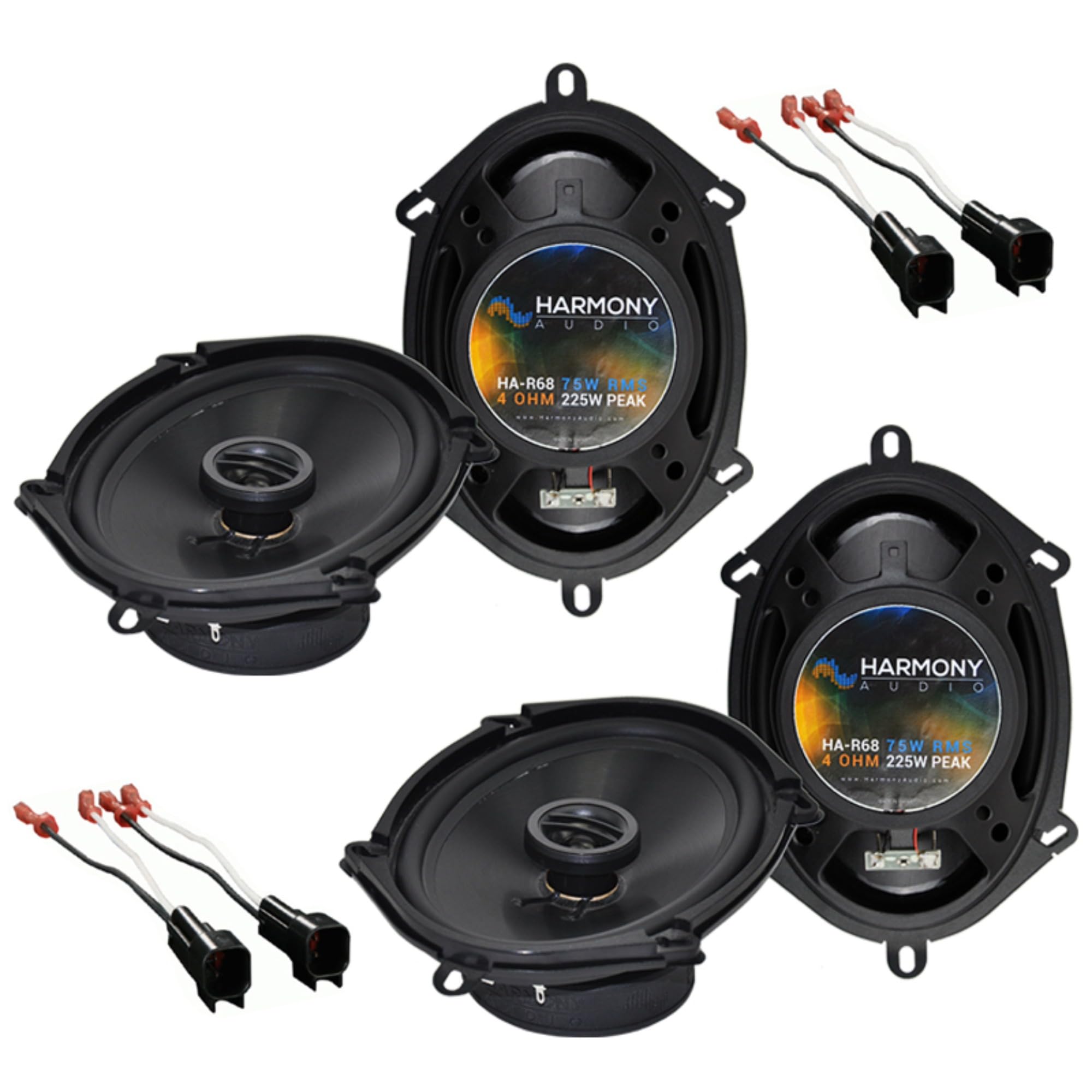 Harmony Audio Bundle Compatible with 1998-2011 Ford Ranger (2) HA-R68 5x7 6x8 New Factory Speaker Replacement Upgrade Package 225W Speakers with HA-725600 Speaker Replacement Harness