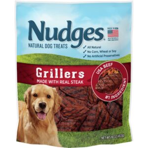 blue buffalo nudges grillers natural dog treats, steak, 16oz bag