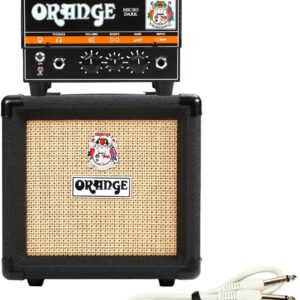 Orange Micro Dark Terror Hybrid Amp Head Mini Stack Combo w/ Cabinet and Speaker Cable, Black