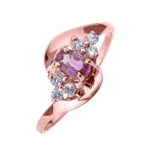 solid 14k rose gold beautiful diamond and pink sapphire proposal and birthstone ring (size 11)