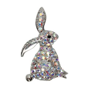 Faship AB Rhinestone Crystal Bunny Rabbit Pin Brooch for Easter