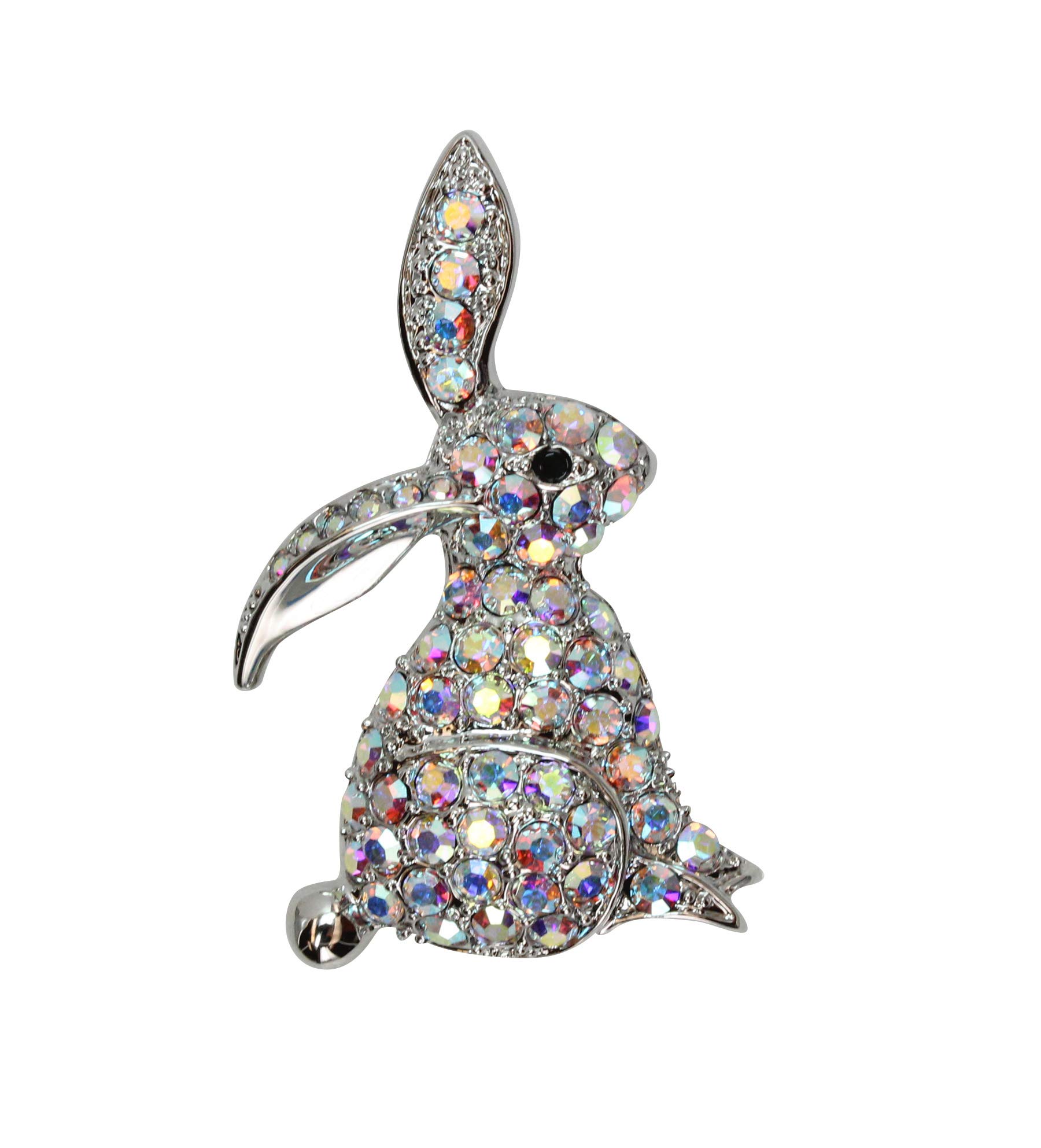 Faship AB Rhinestone Crystal Bunny Rabbit Pin Brooch for Easter