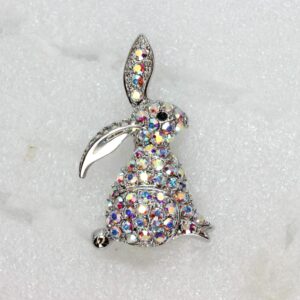 Faship AB Rhinestone Crystal Bunny Rabbit Pin Brooch for Easter