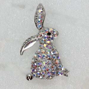 Faship AB Rhinestone Crystal Bunny Rabbit Pin Brooch for Easter