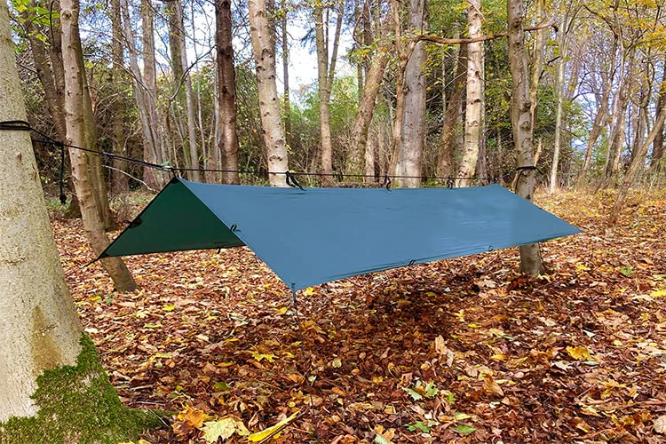 DD Hammocks - DD SuperLight Tarp S (9ft x 5ft) - 100% Waterproof Ripstop Nylon Compact Ultralight & Multifunctional Rainfly Tarp Tent Bivvi Cover for Camping Hiking Bikepacking & Day Shelter