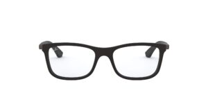 ray-ban junior kids' ry1549 square prescription eyeglass frames, matte black/demo lens, 48 mm