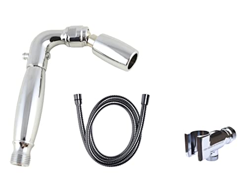 High Sierra's Solid Metal Handheld Shower Head Kit. Includes Handheld Shower Head, Trickle Valve, 72-Inch Hose with Silicone Inner Tube, and Holder. Low Flow 1.5 GPM - Chrome Finish