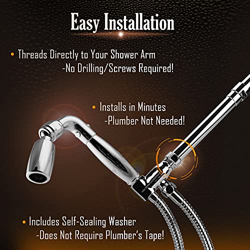 High Sierra's Solid Metal Handheld Shower Head Kit. Includes Handheld Shower Head, Trickle Valve, 72-Inch Hose with Silicone Inner Tube, and Holder. Low Flow 1.5 GPM - Chrome Finish