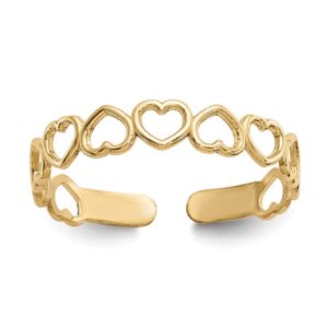 nina's jewelry box 14k yellow gold open hearts toe ring