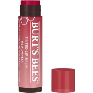 burt's bees lip tint balm with long lasting 2 in 1 duo tinted balm formula, color infused with deeply hydrating shea butter for a natural looking buildable finish, fiery red dahlia (2-pack)